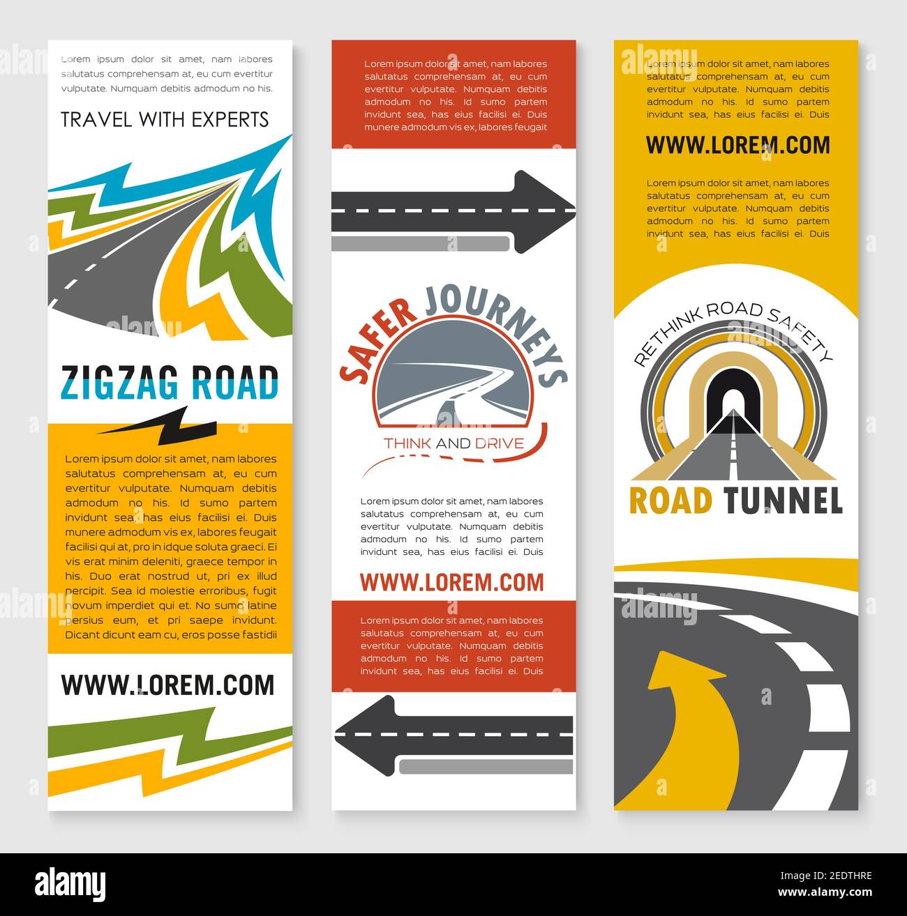 Road trip and safety travel company banners set. Vector templates for ...