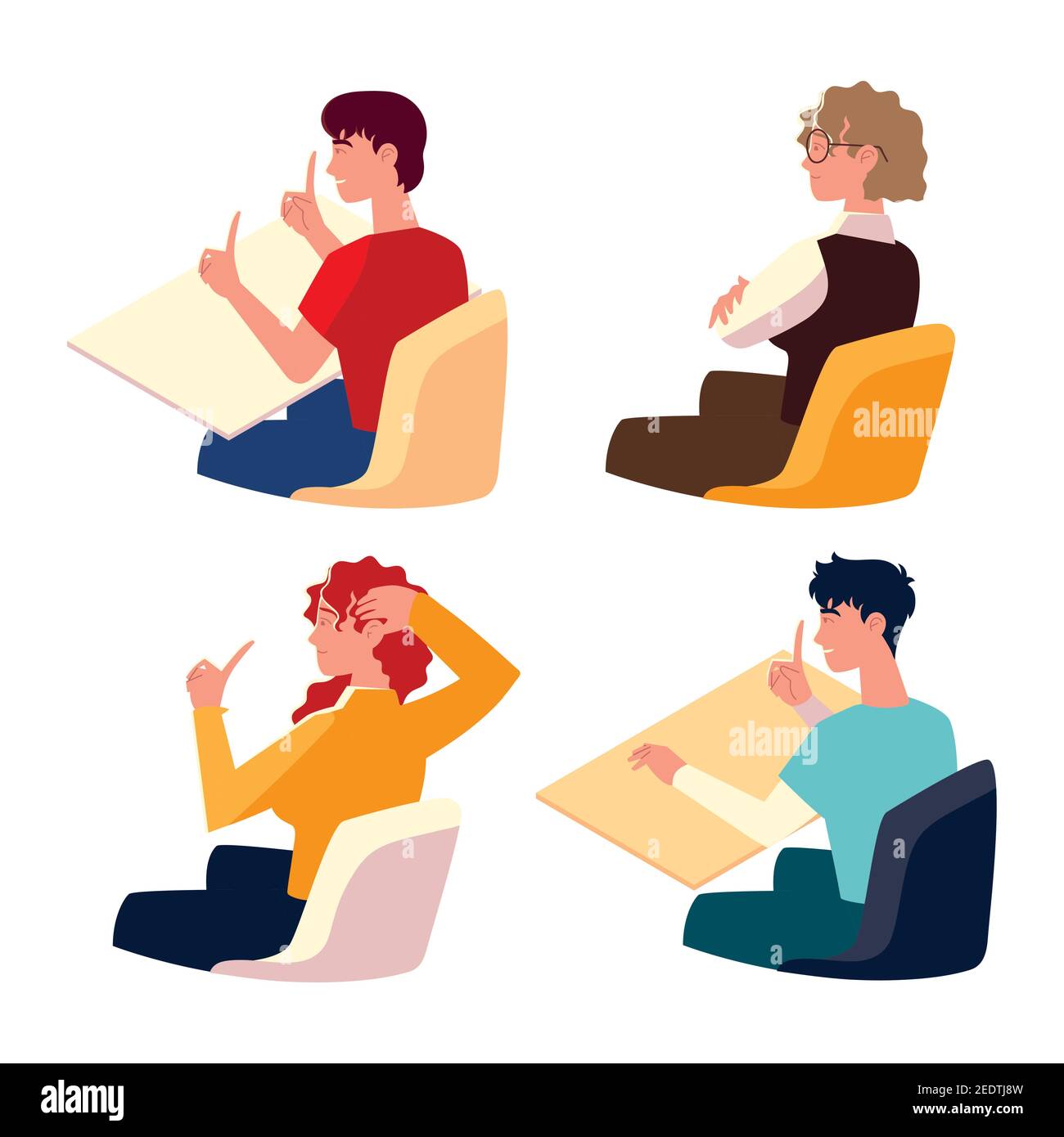 business people or a clerk working at her office desk vector ...