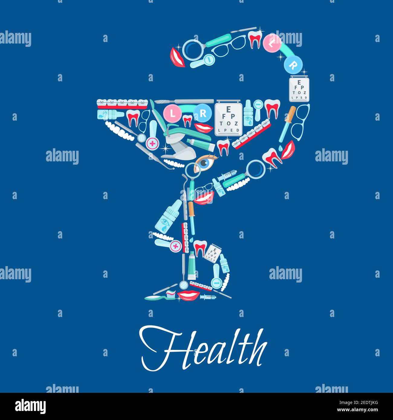 Health poster of Hygieia Bowl and snake of vector dentistry and ...