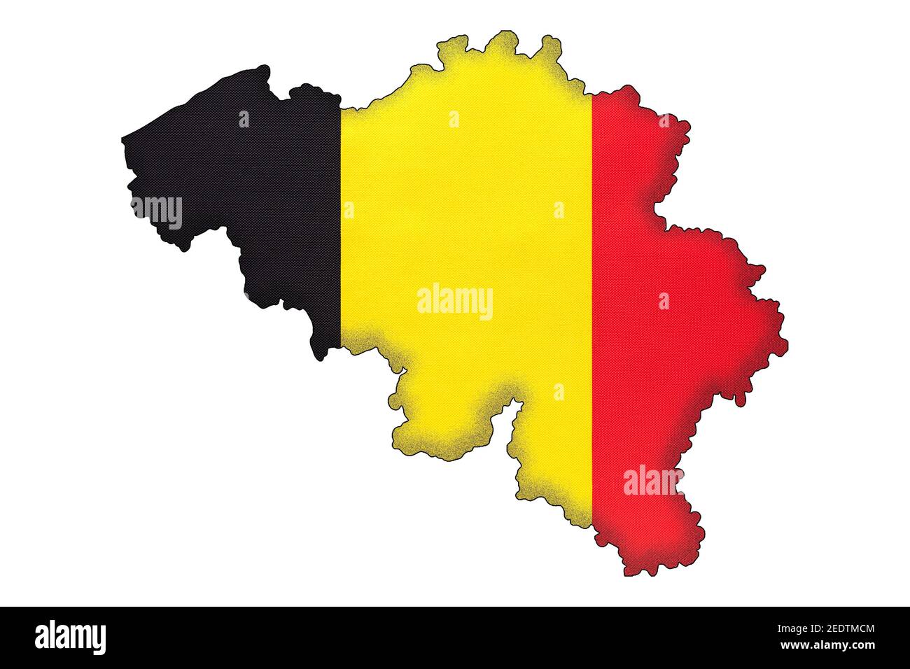 Belgium border silhouette with national flag isolated on white ...