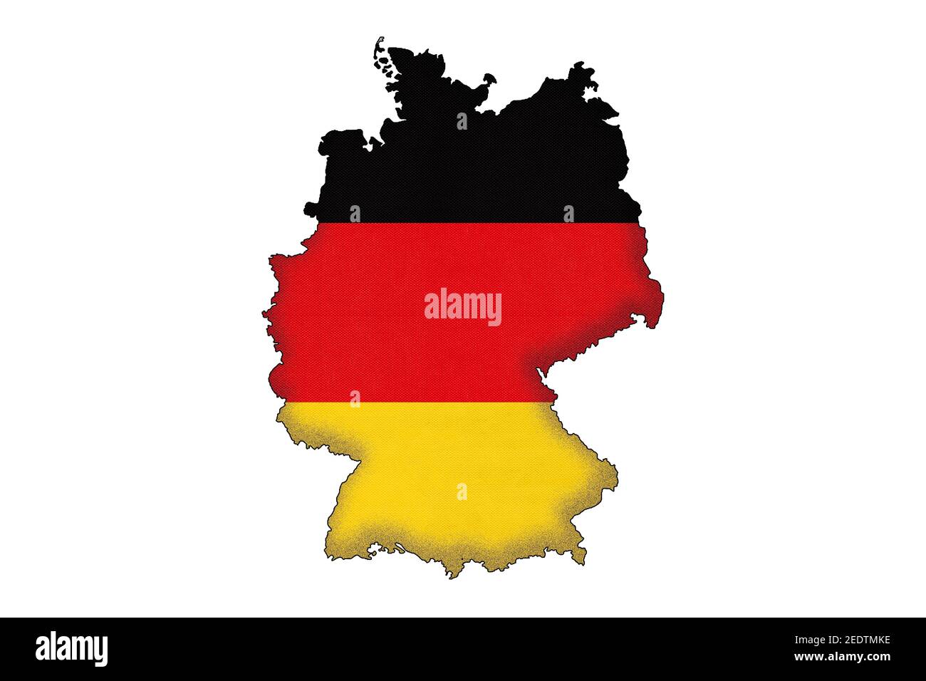 Germany border silhouette with national flag isolated on white ...