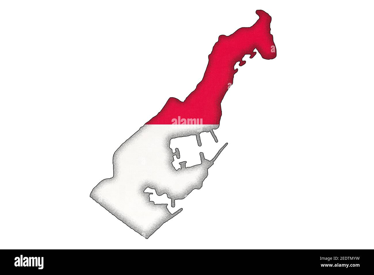 Monaco border silhouette with national flag isolated on white ...