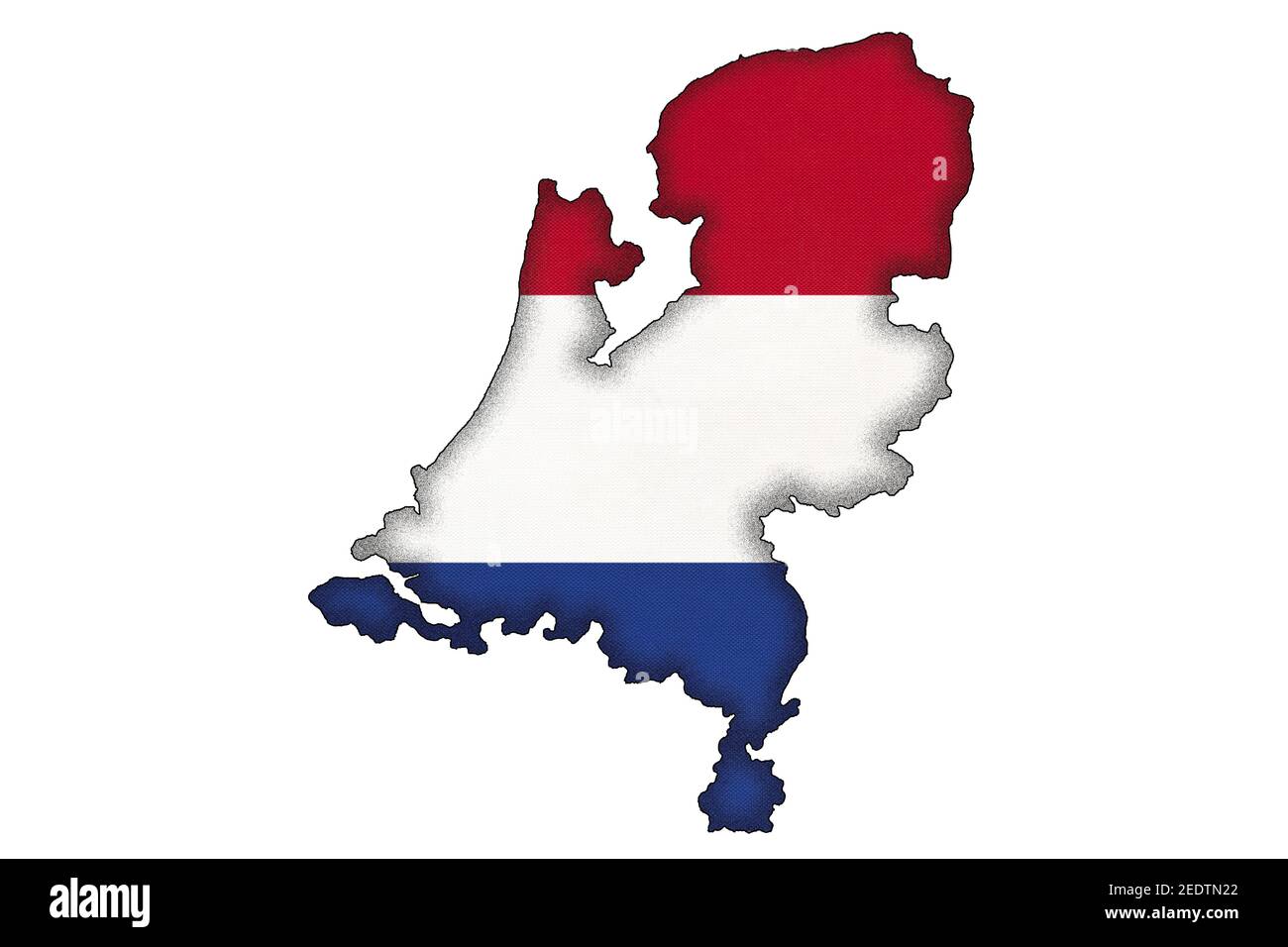 Netherlands or Holland border silhouette with national flag isolated on ...
