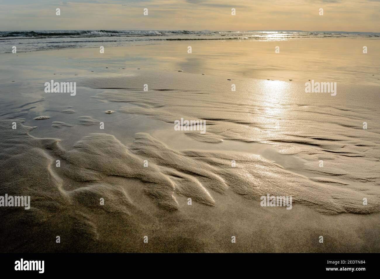 Sandy beach at sunset in the Camargue, Espiguette beach Stock Photo - Alamy