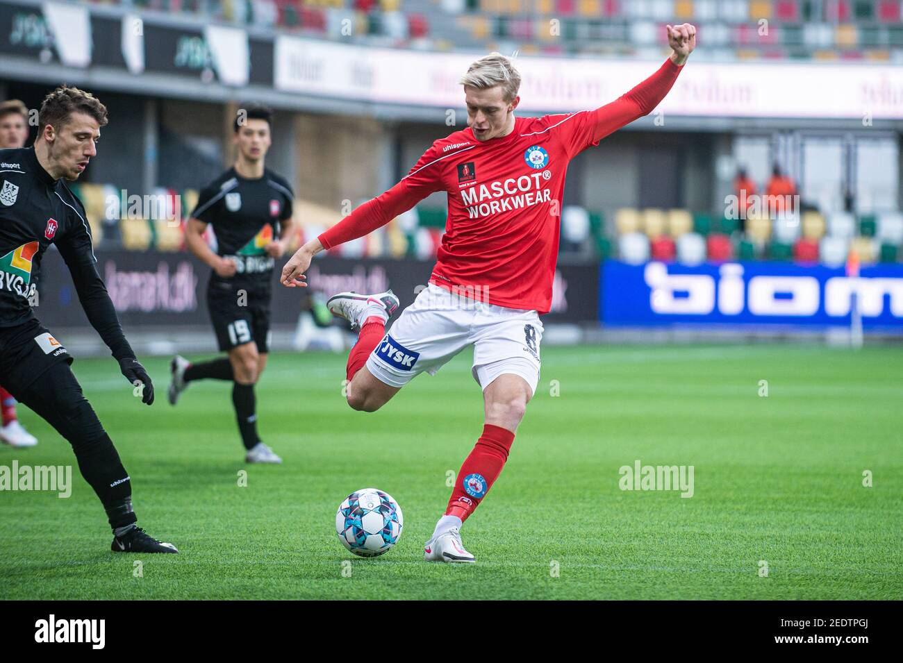 Silkeborg, Denmark. 14th Feb, 2021. Stefan Teitur Thordarson (8) of ...