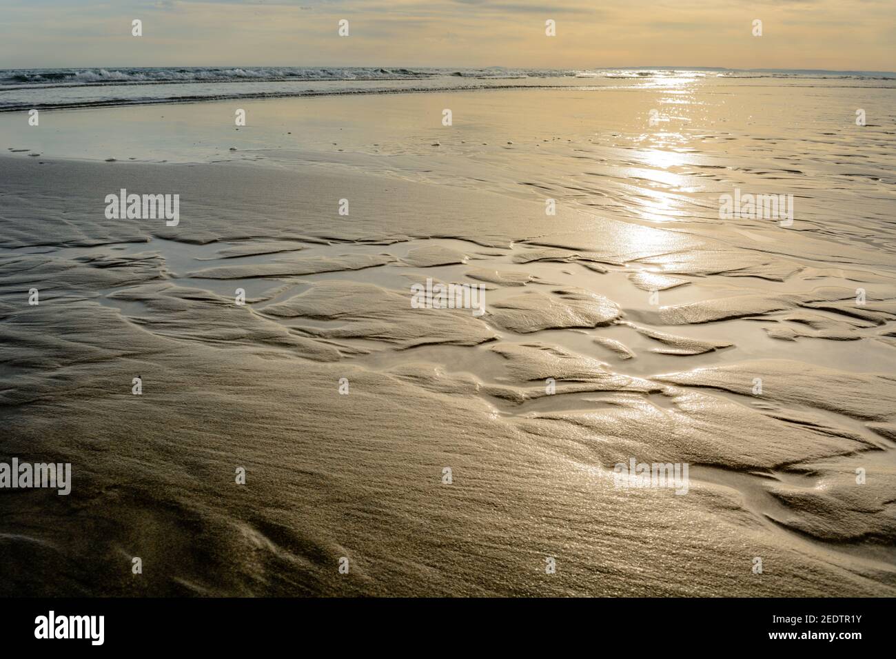 Sandy beach at sunset in the Camargue, Espiguette beach Stock Photo - Alamy