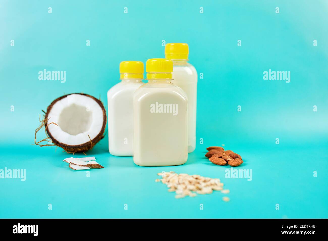 Various vegan plant based milk and ingredients, non-dairy milk Stock ...