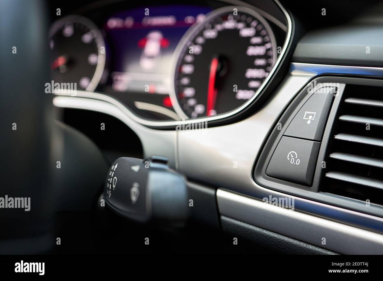 Modern luxury car interior Reset button for trip odometer or trip reset ...