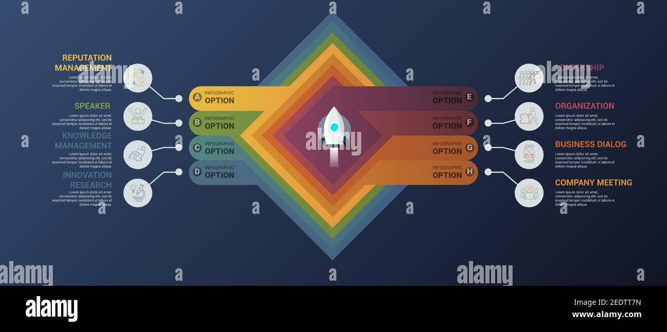Infographic Reputation Management template. Icons in different colors ...
