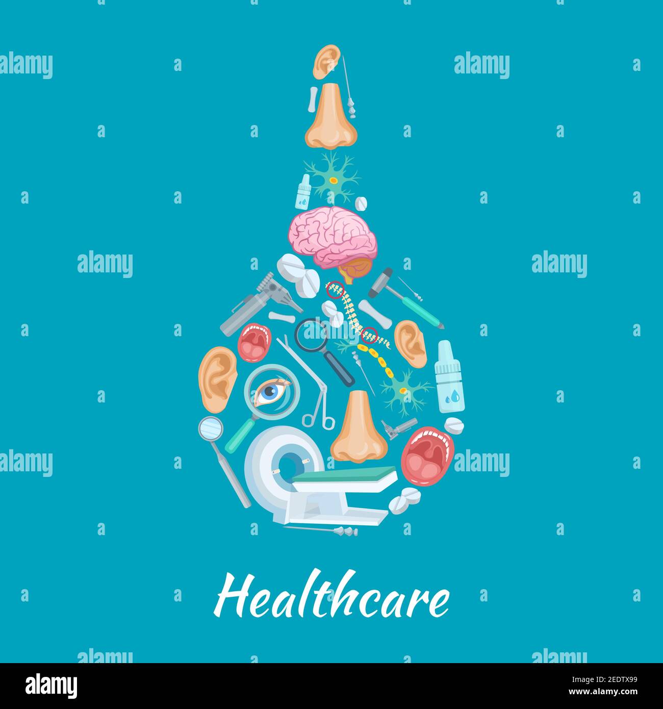 Medical enema or clyster symbol, composed of pill and brain, spine ...