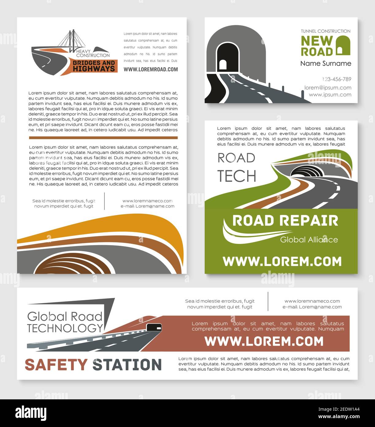 Road safety, repair and construction service company templates. Vector ...