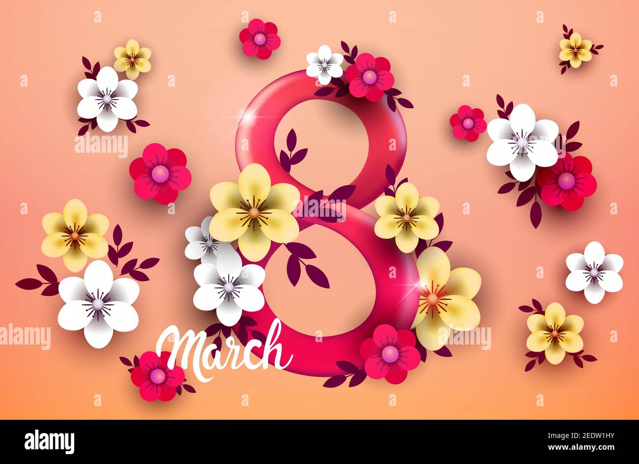 elegant eight number womens day 8 march holiday celebration banner ...