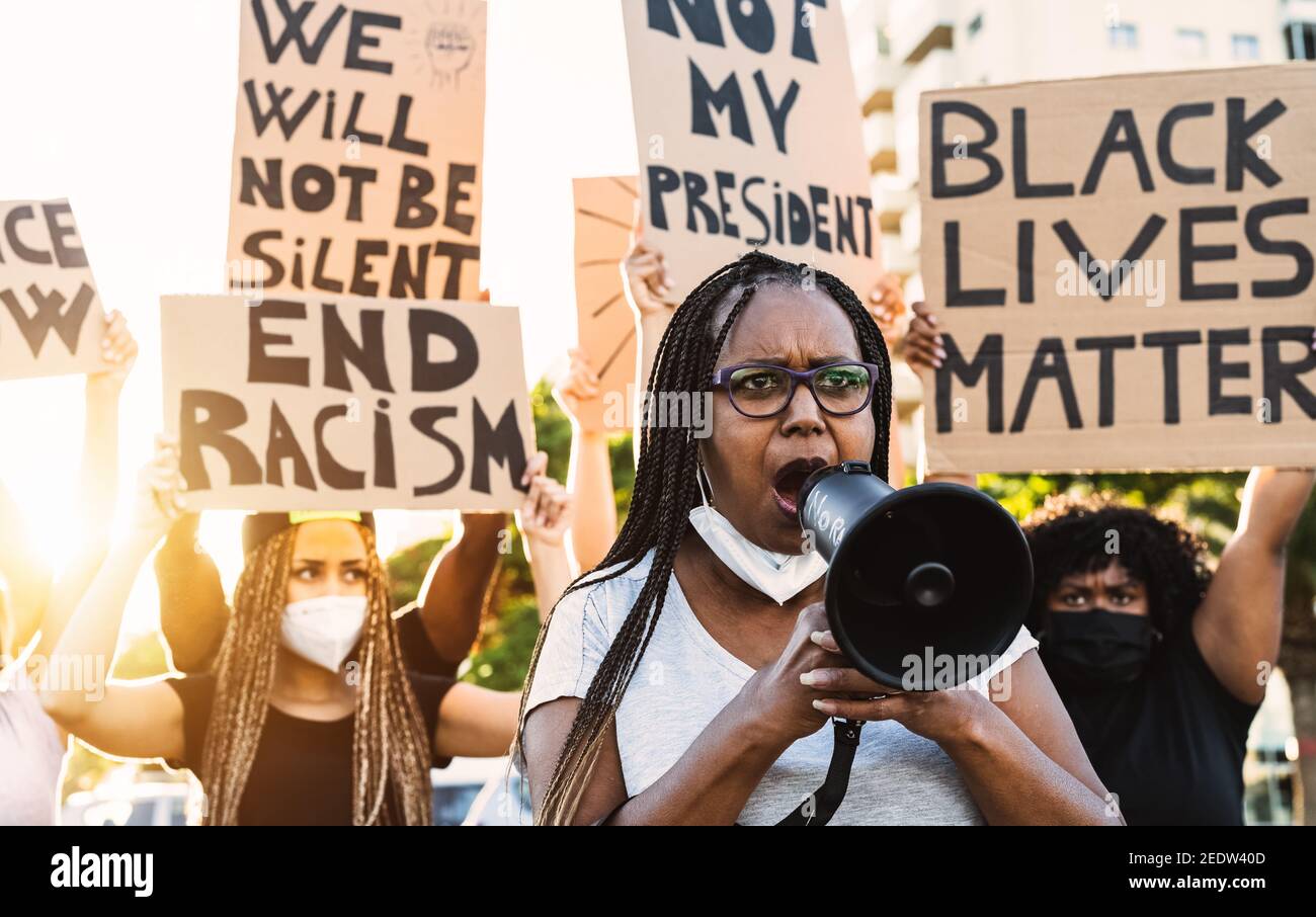 Activist movement protesting against racism and fighting for equality ...