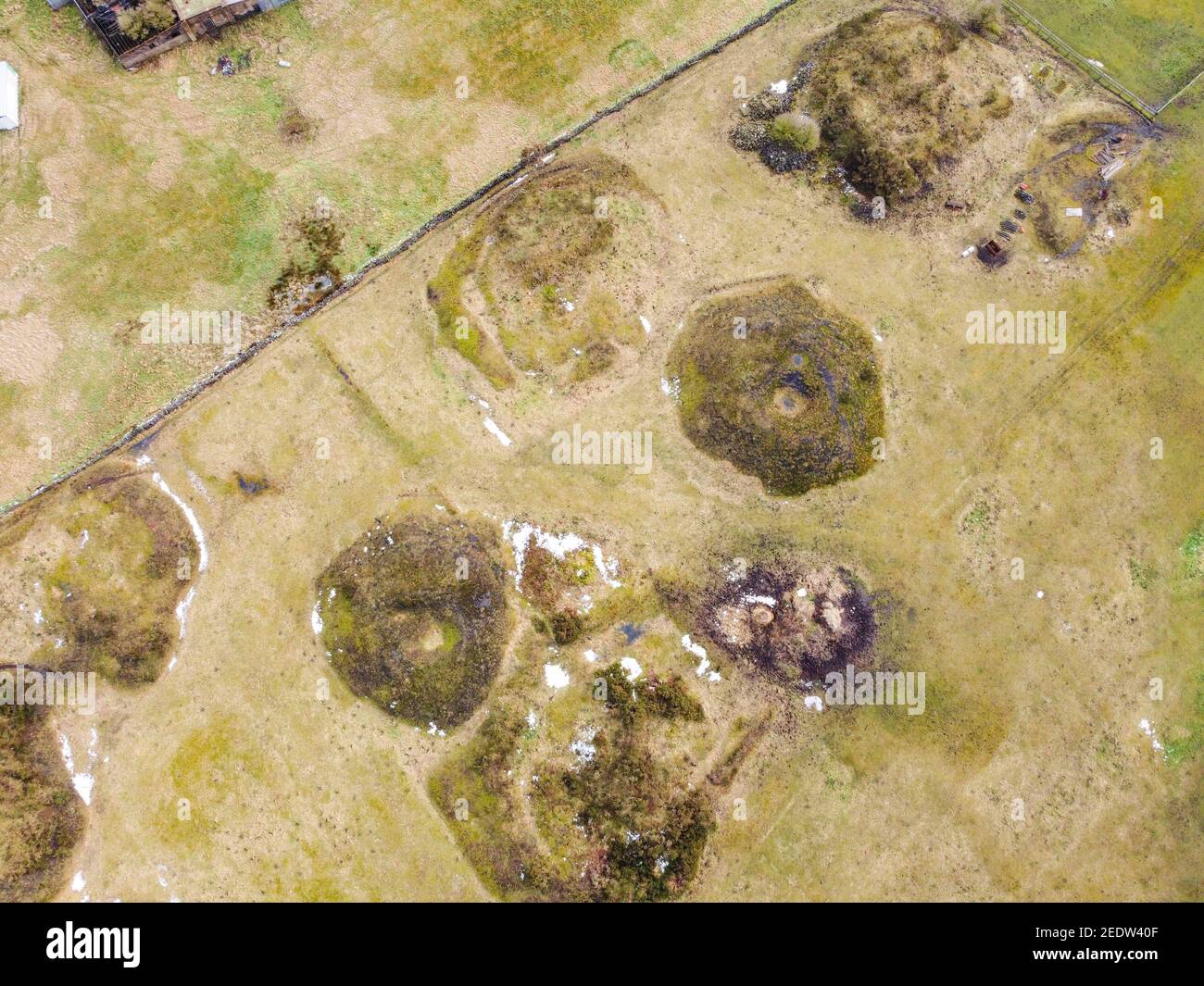 Bell Pits. Surface remains show evidence of early coal mining seen in ...