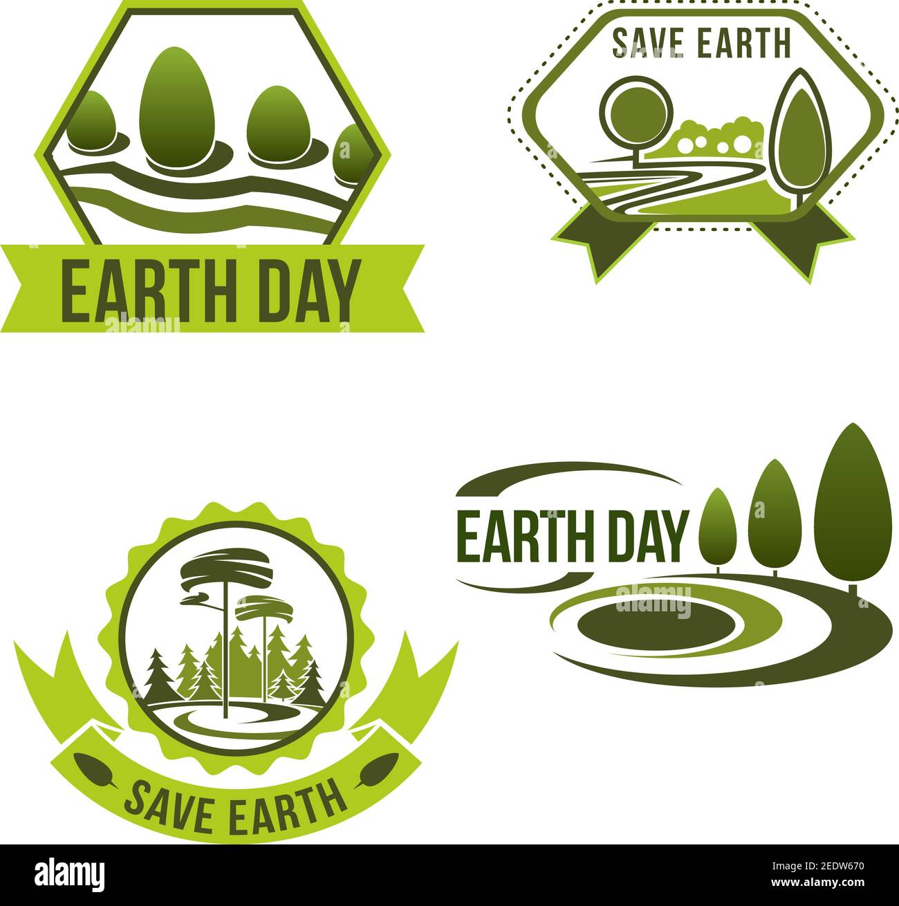 Earth day icons for green nature and eco environment protection ...