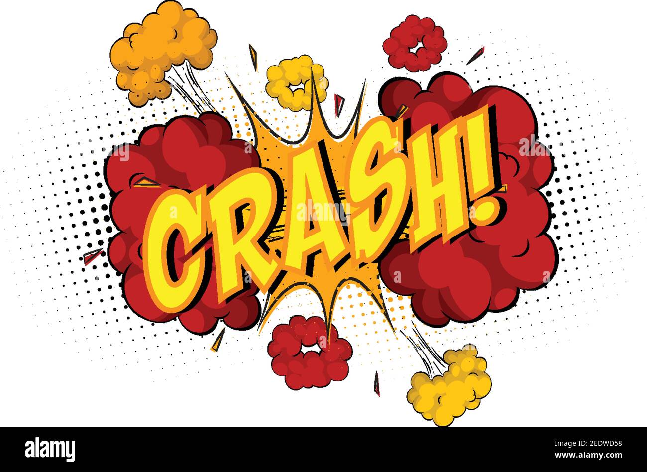 Word Crash on comic cloud explosion background illustration Stock ...