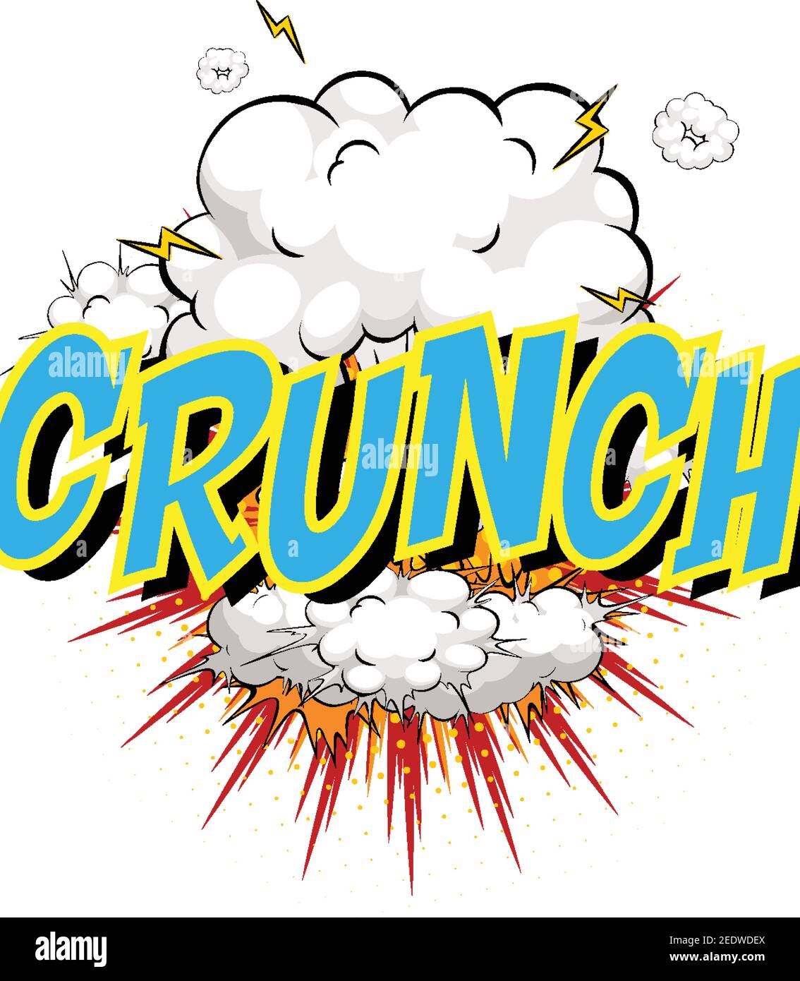 Word Crunch on comic cloud explosion background illustration Stock ...