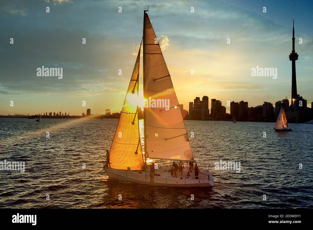 Sailboat in Lake Ontario during sunset, Toronto, Canada Stock Photo - Alamy