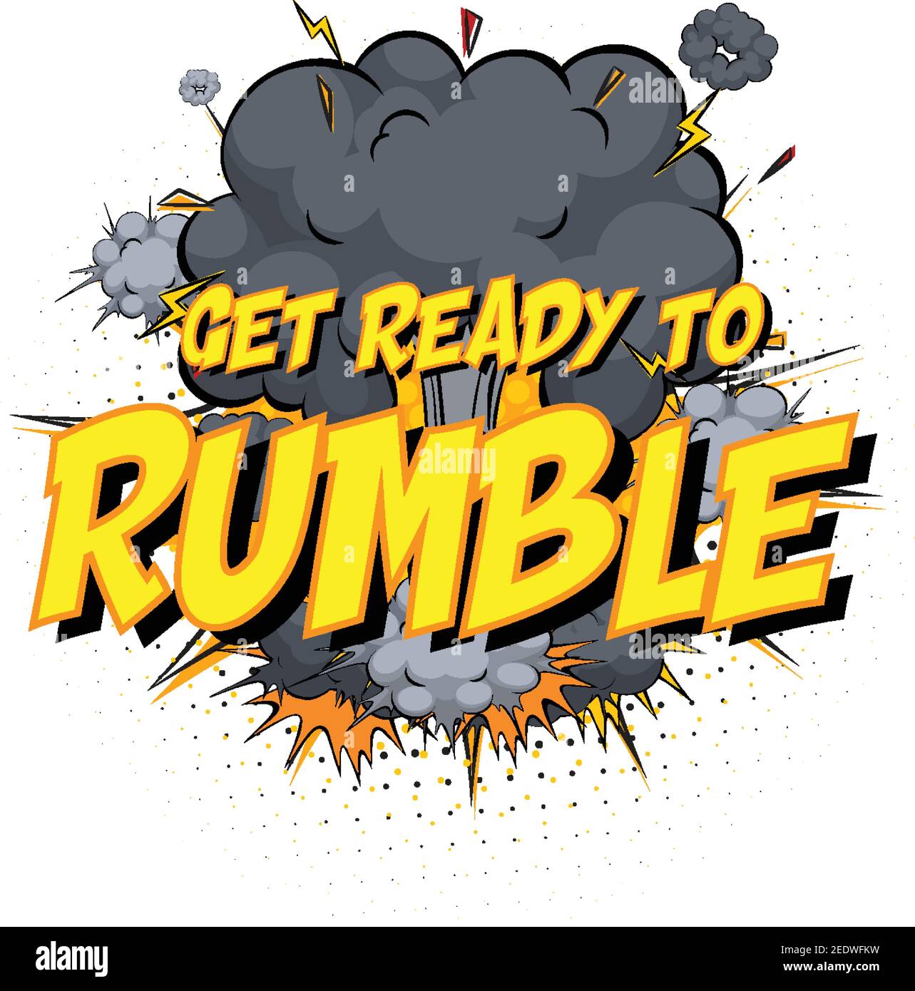 Word Get ready to rumble on comic cloud explosion background ...