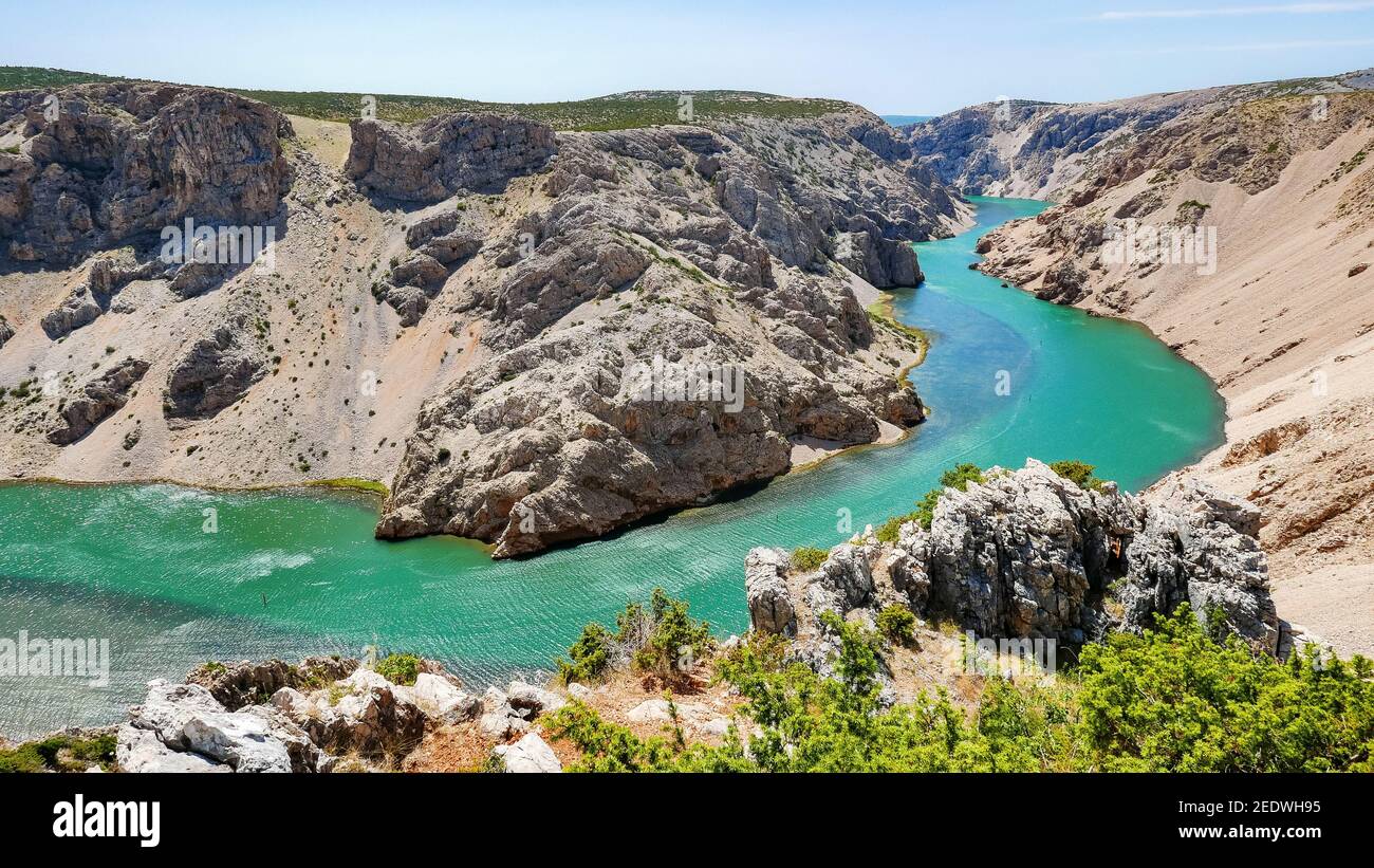 High angle view of amazing river canyon. Zrmanja, Croatia Stock Photo ...