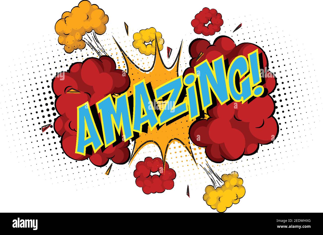 Word Amazing on comic cloud explosion background illustration Stock ...