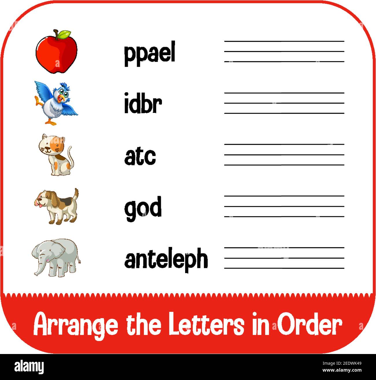 Arrange the letters in order with pictures illustration Stock Vector ...
