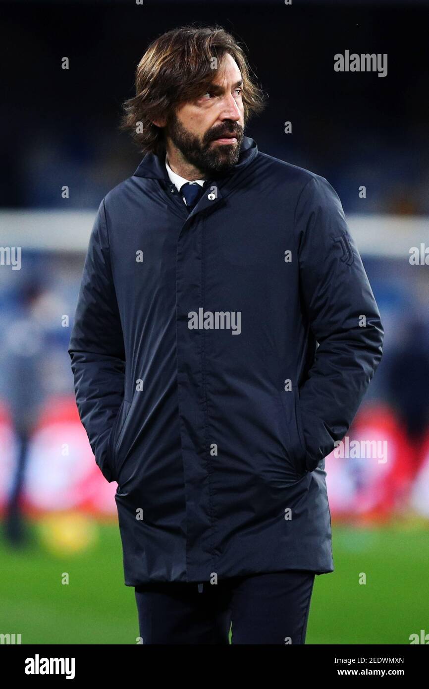 Andrea Pirlo head coach of Juventus during warm up before the Italian ...
