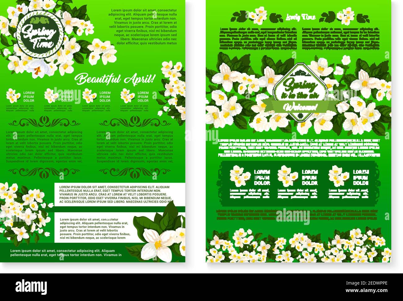 Spring season holidays greeting poster template. Spring flowers ...