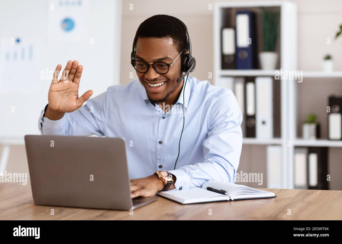 Cheerful african american operator hi-res stock photography and images ...
