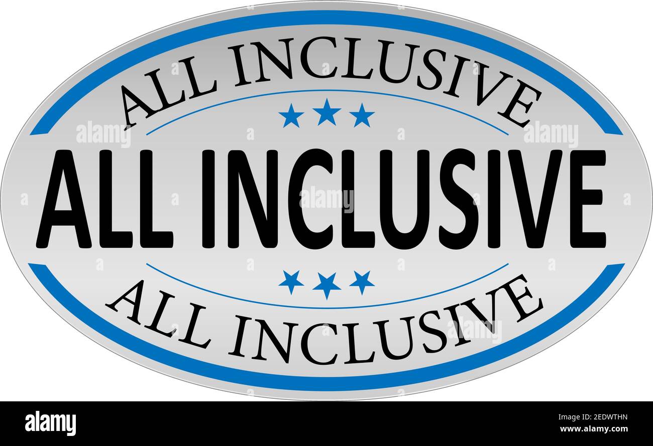 blue all inclusive round red sticker isolated on white vector ...