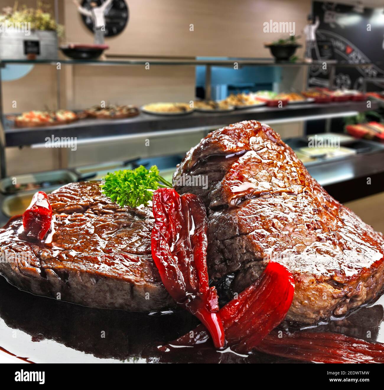 Filet mignon with red wine sauce Stock Photo - Alamy