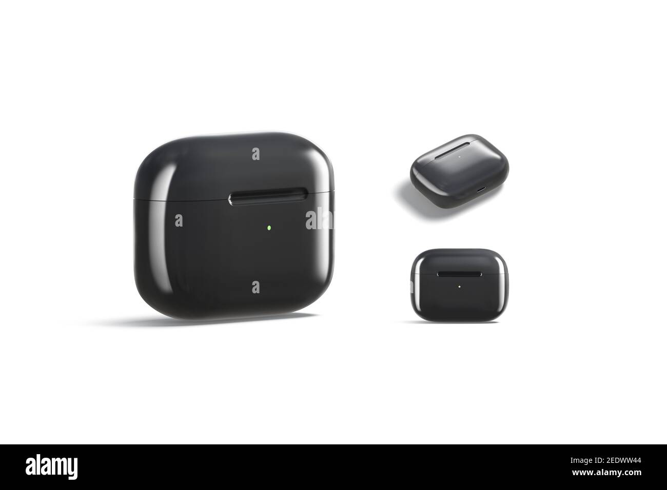 Blank black small headphones case mock up, different views, 3d ...