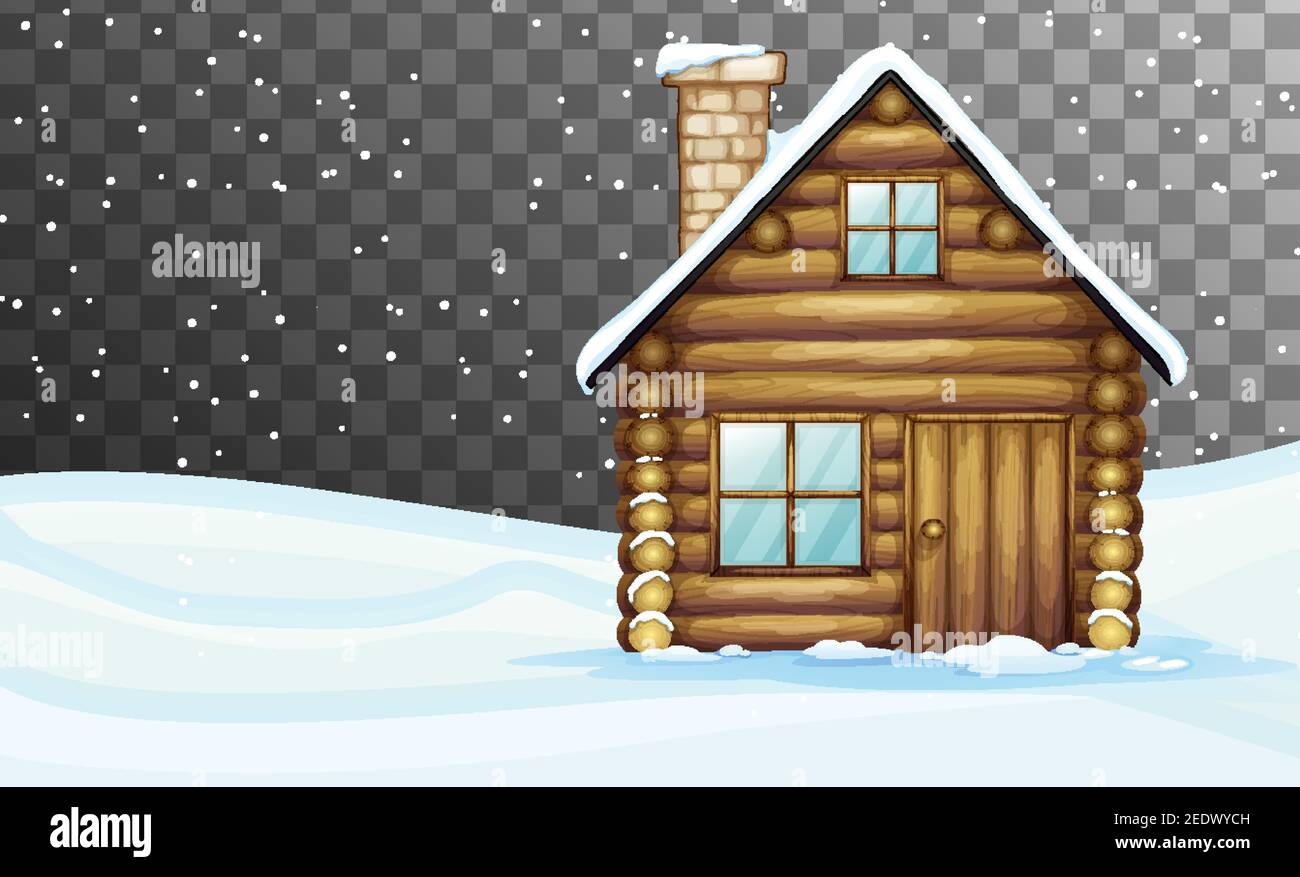 Nature scene in winter season theme with transparent background ...