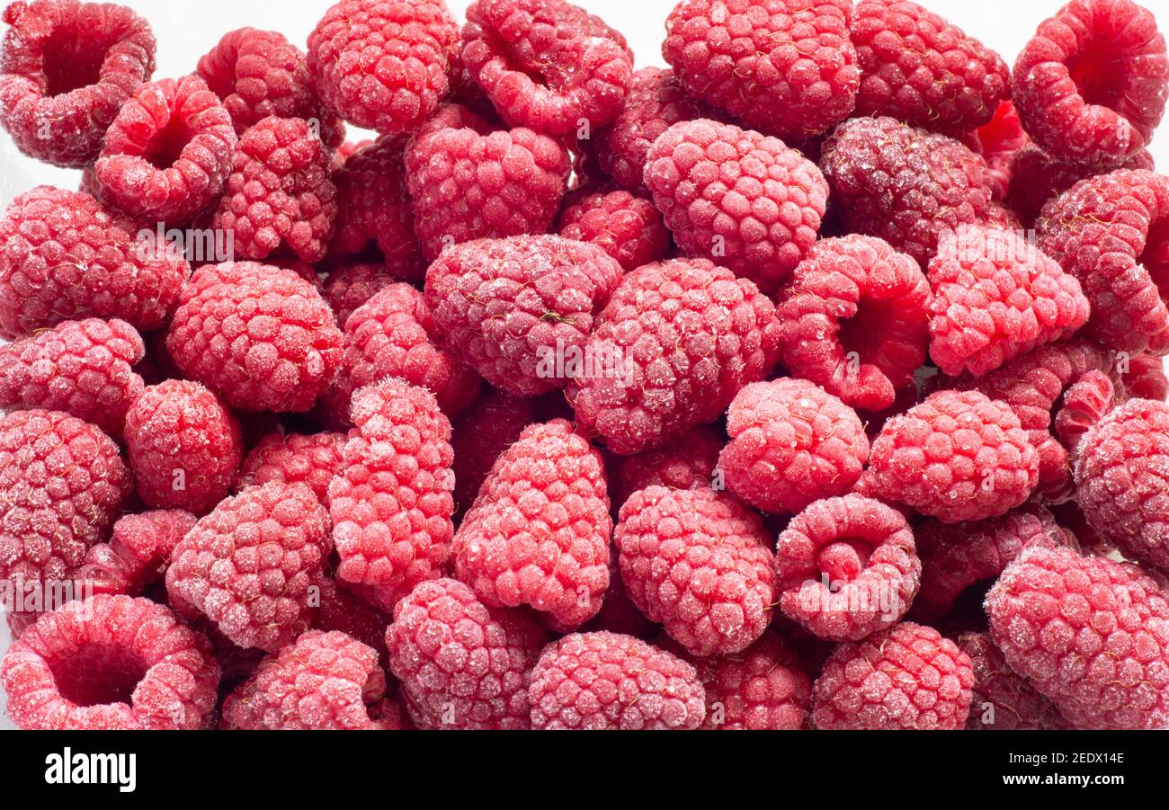 Fresh frozen raspberry top view Stock Photo - Alamy