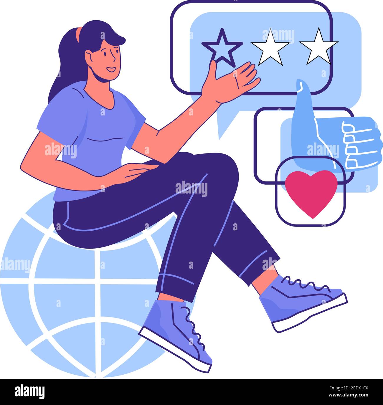 Feedback customers review and global marketing concept, cartoon vector ...