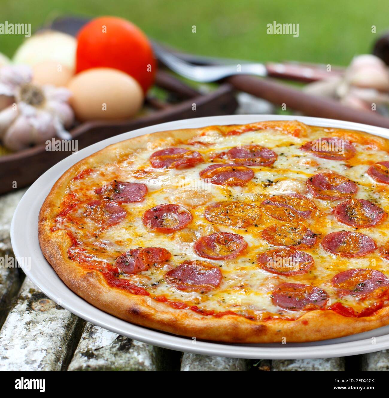 Pizza pepperoni food Stock Photo - Alamy