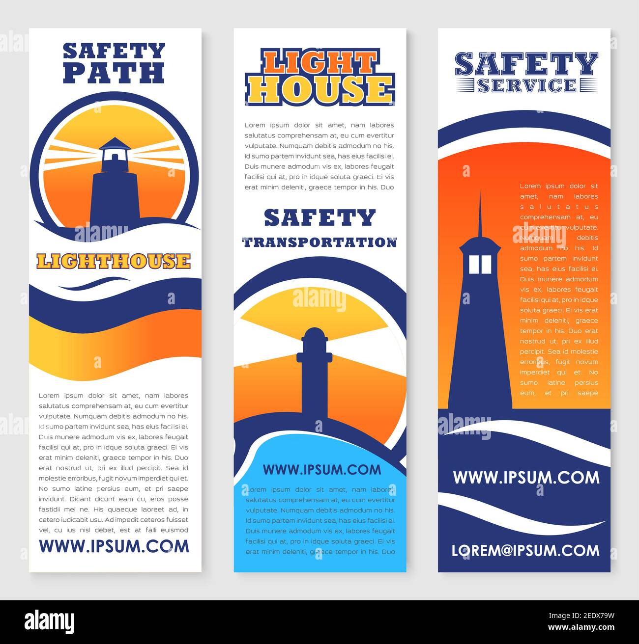 Safety marine and ship transportation banners set with vector ...