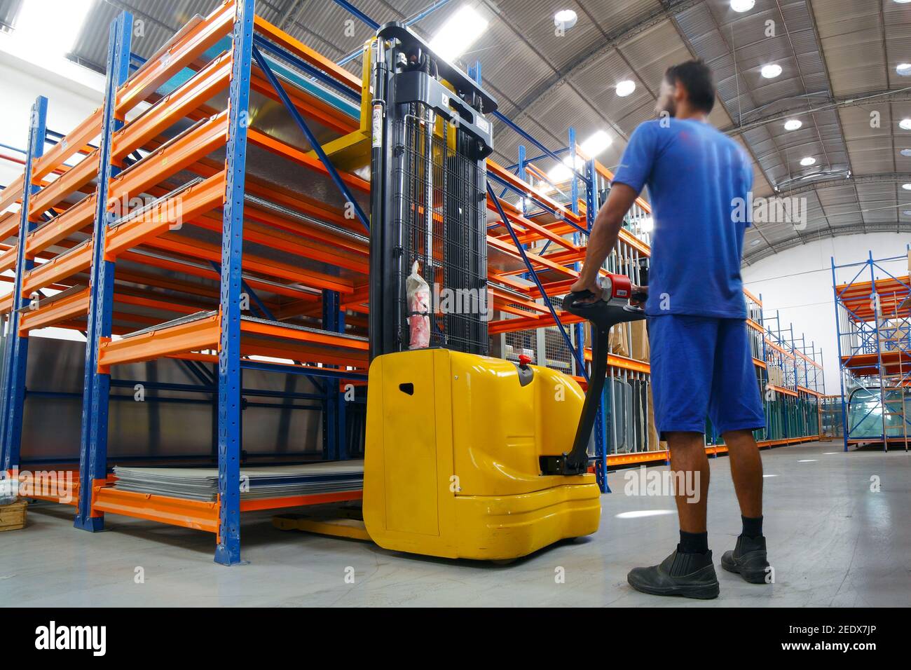 Forklift loader moving cargo goods hi-res stock photography and images ...