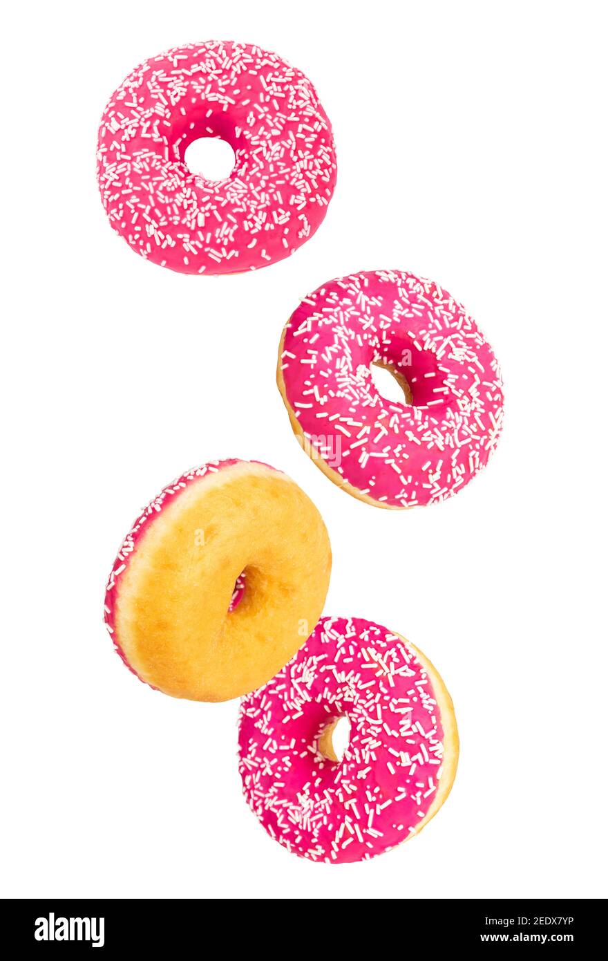 falling donuts set isolated on white background Stock Photo - Alamy