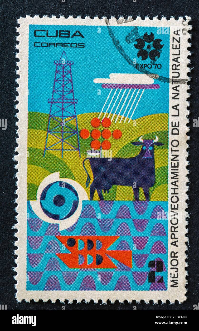 Old vintage Cuban postal stamps Stock Photo - Alamy