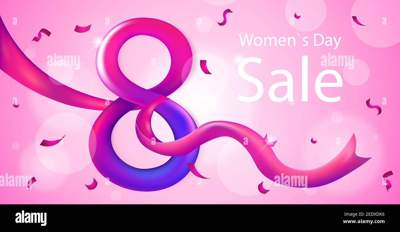 elegant eight number womens day 8 march holiday celebration banner ...