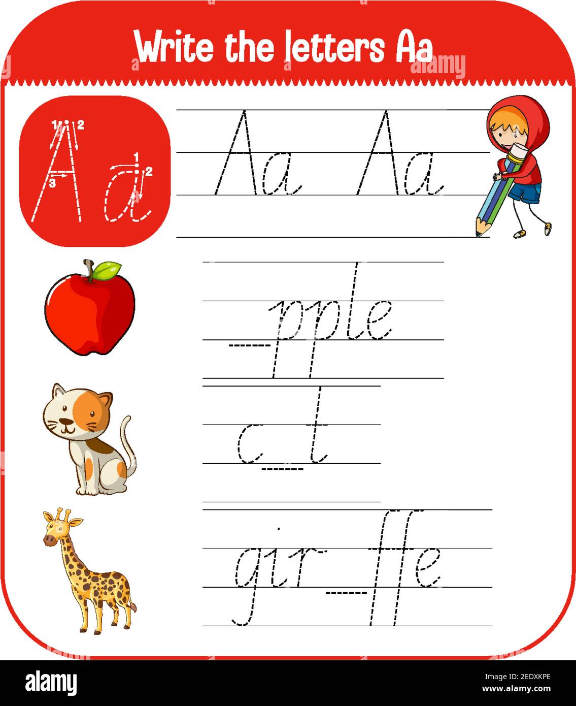 English alphabet tracing worksheets illustration Stock Vector Image ...