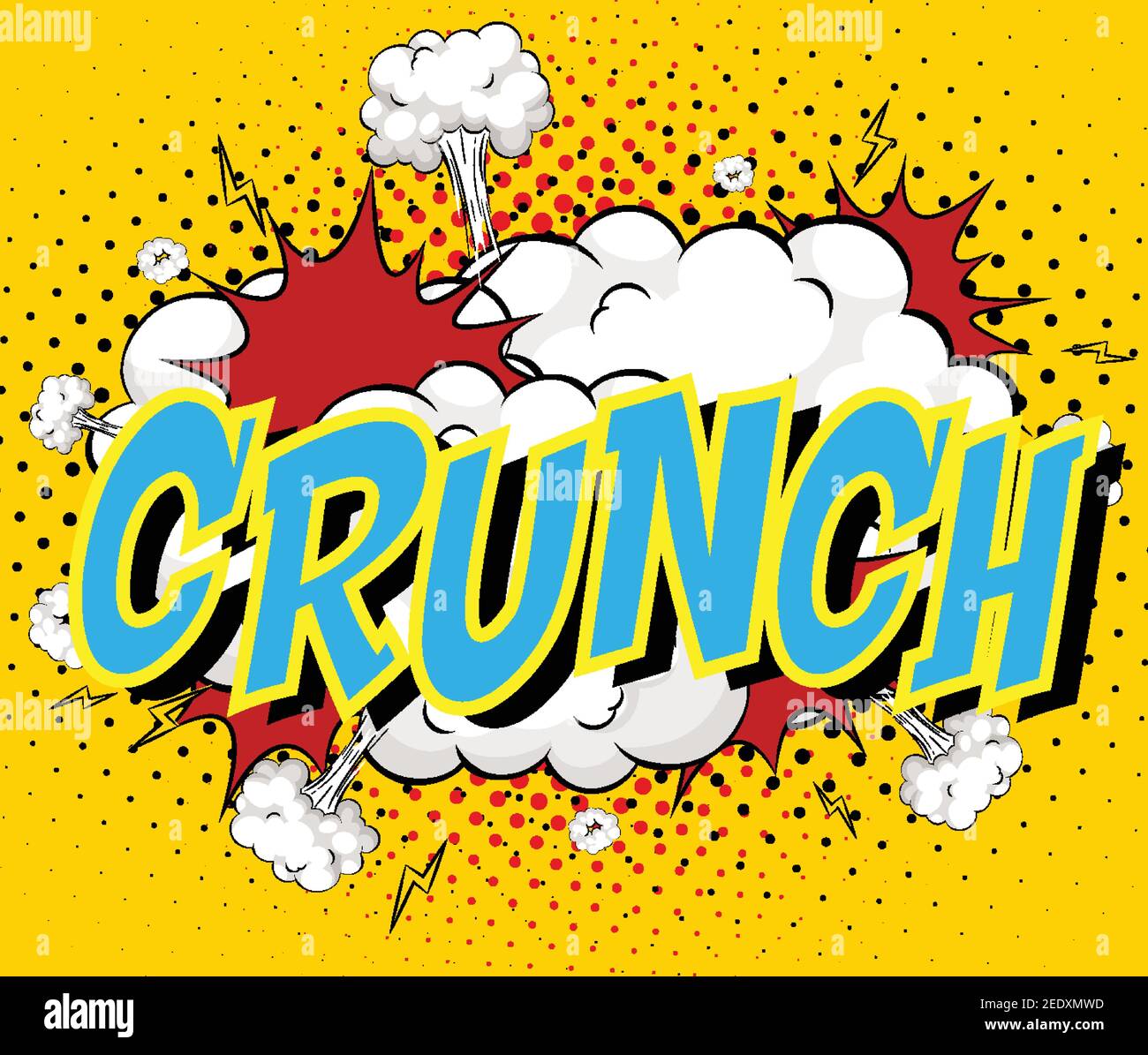Word Crunch on comic cloud explosion background illustration Stock ...