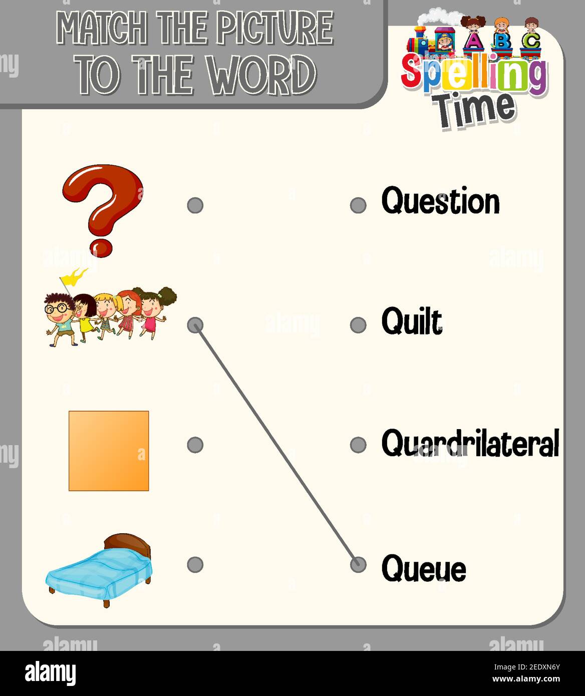 Word to picture matching worksheet for children illustration Stock ...