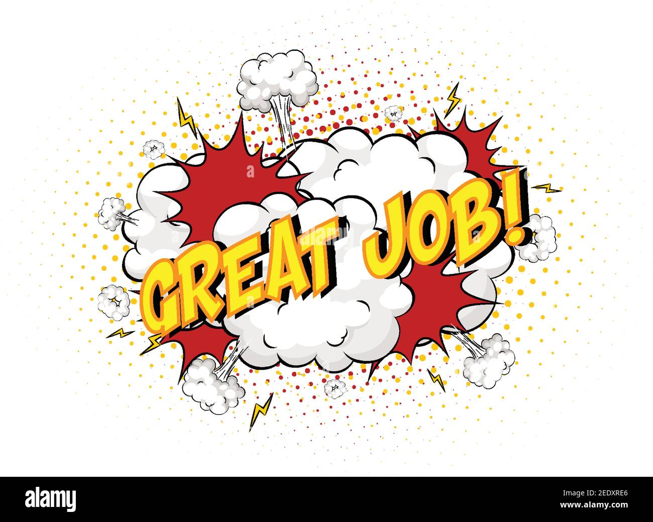 Word Great Job on comic cloud explosion background illustration Stock ...