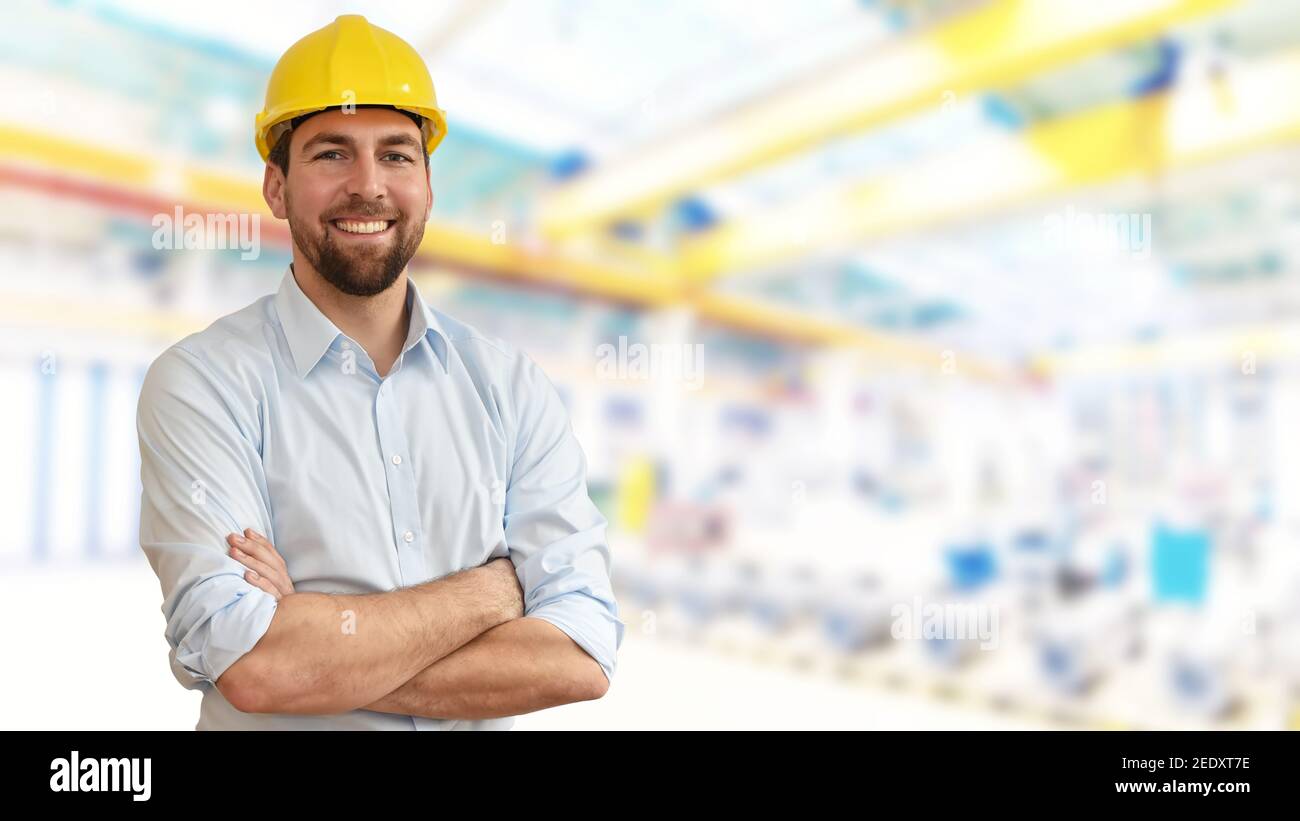 portrait of a successful engineer in mechanical engineering in industry ...