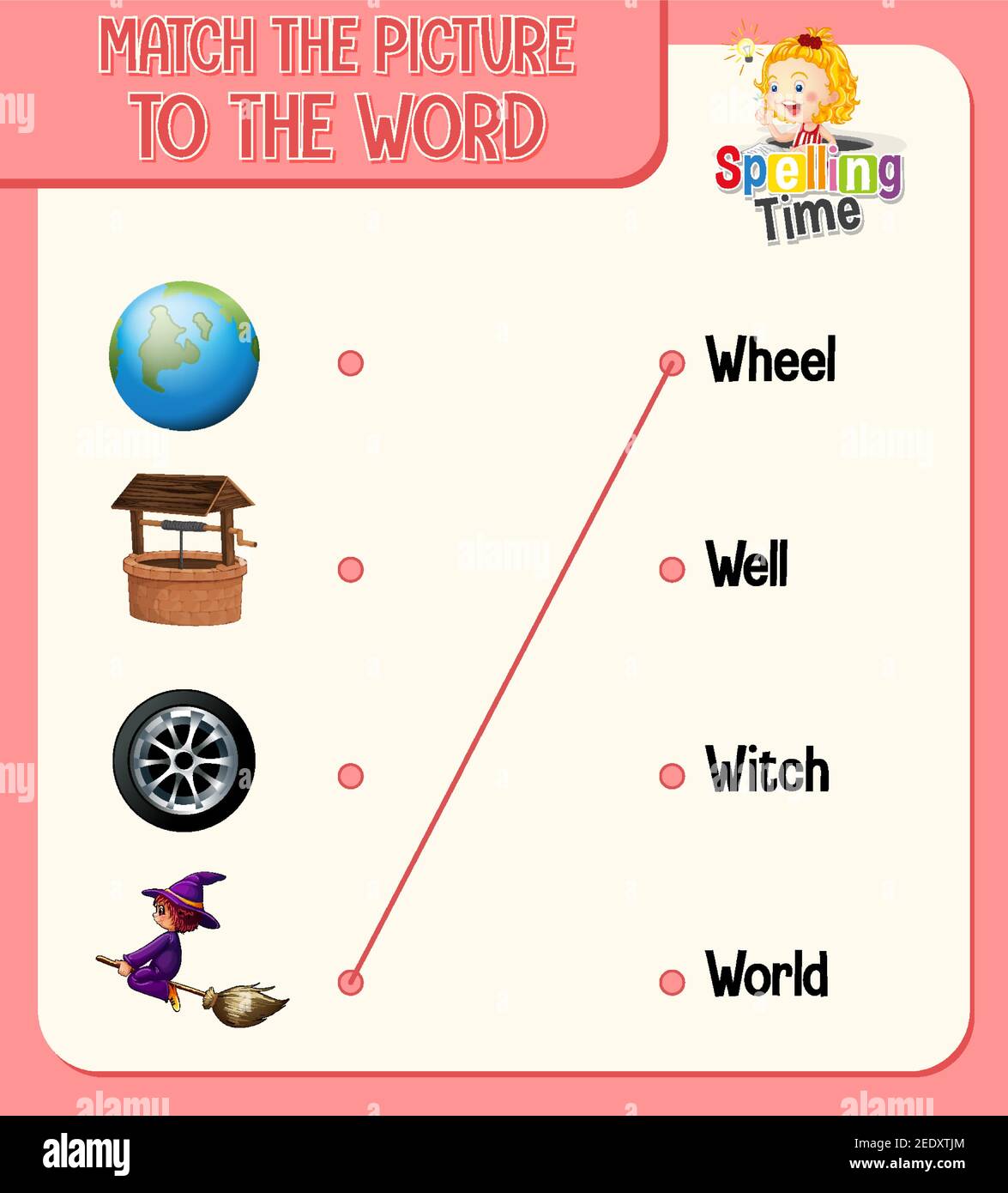 Match the picture to the word worksheet for children illustration Stock ...