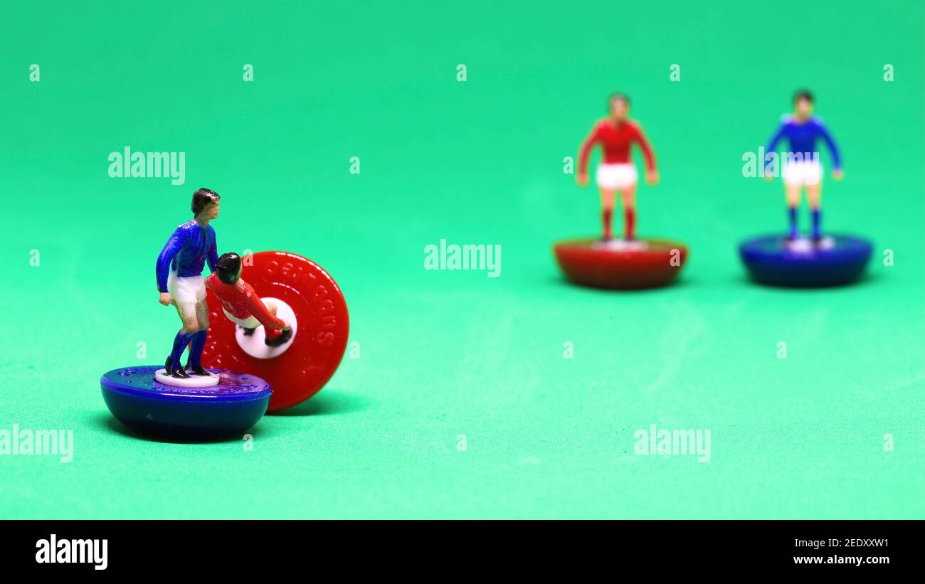 Red and blue Subbuteo players Stock Photo - Alamy