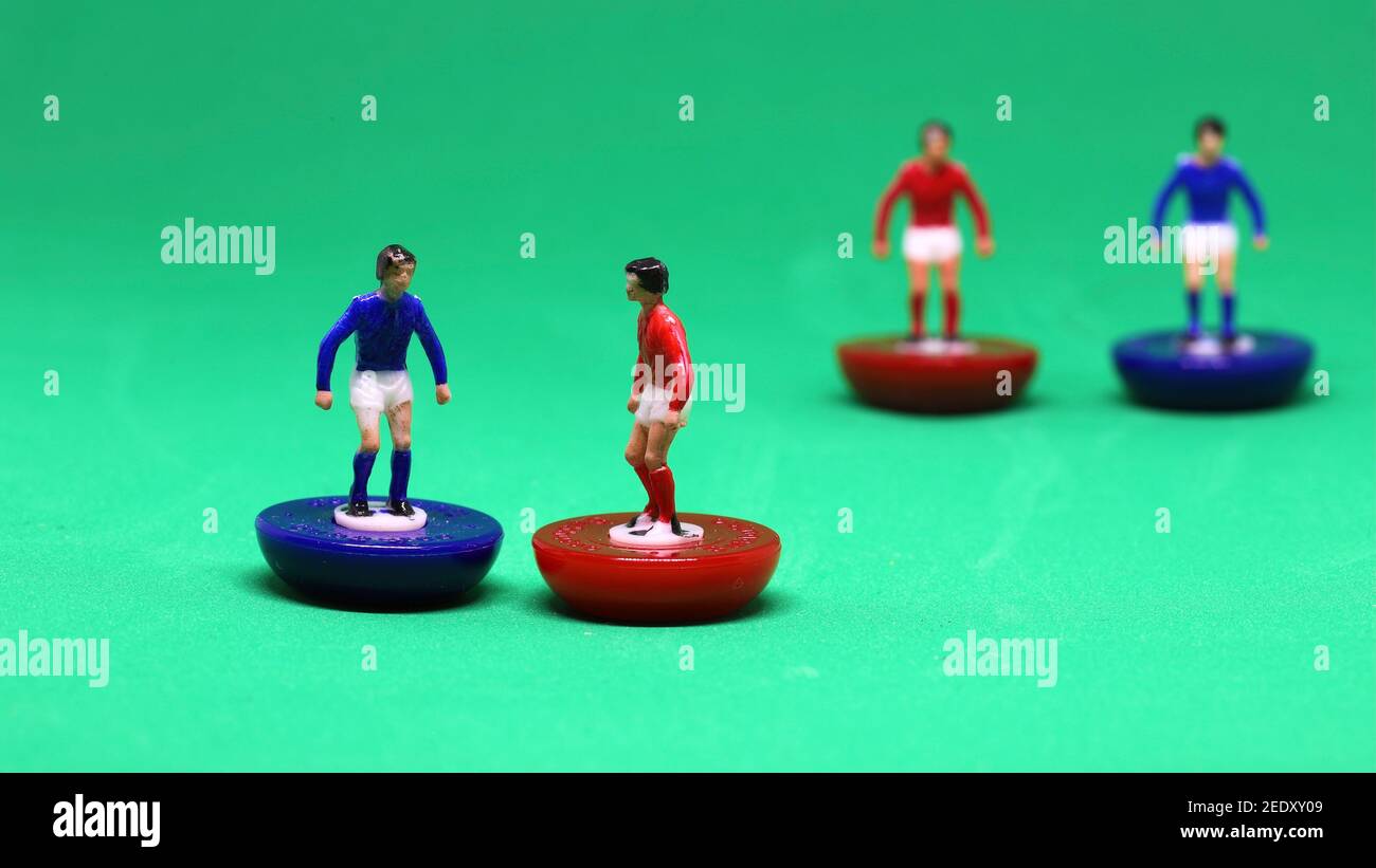 Red and blue Subbuteo players Stock Photo - Alamy