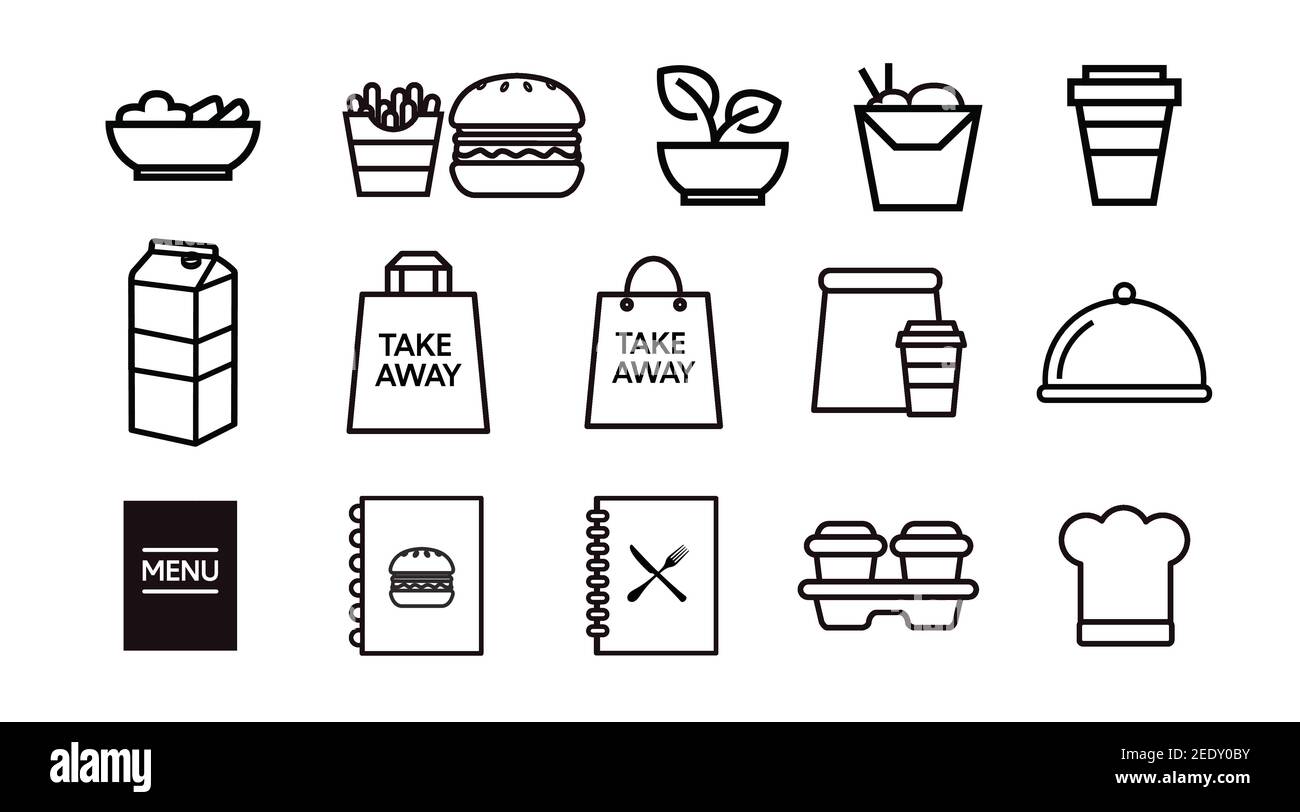 Black and White Food Icon Set. Vector Isolated Illustration Stock ...